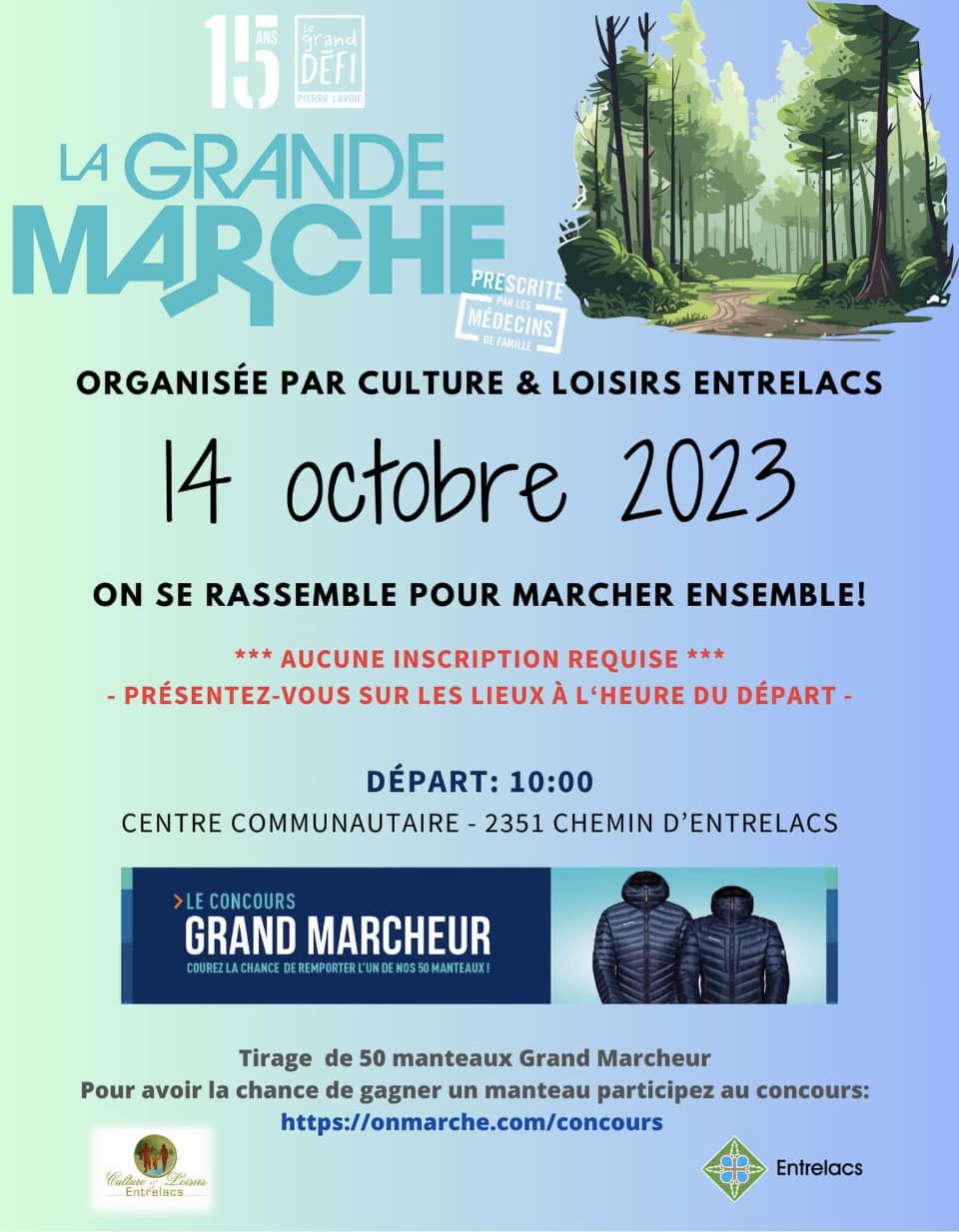 La grande marche Pierre Lavoie - Municipalité d'Entrelacs