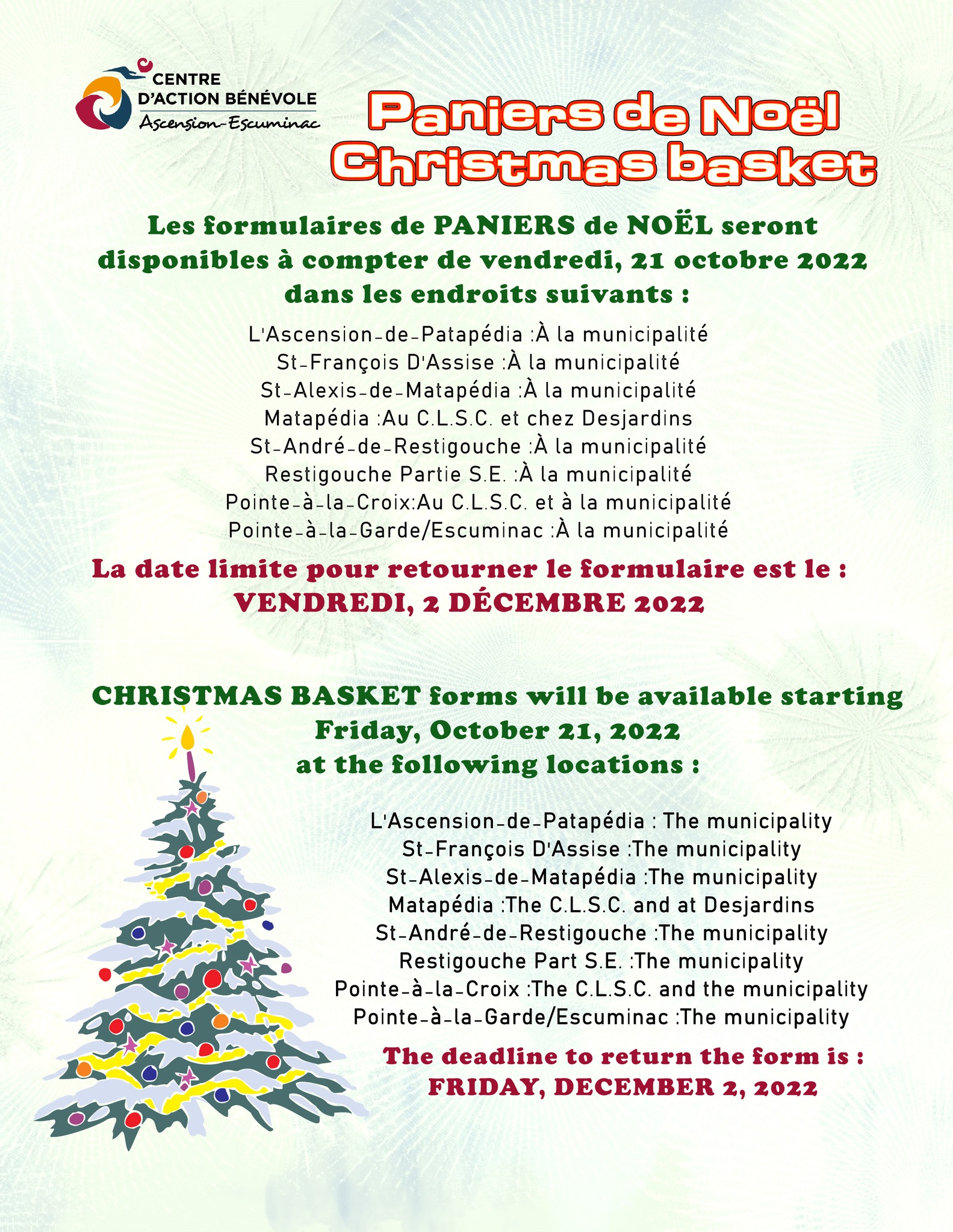 Formulaires des paniers de Noël / Christmas basket forms - Municipalité ...