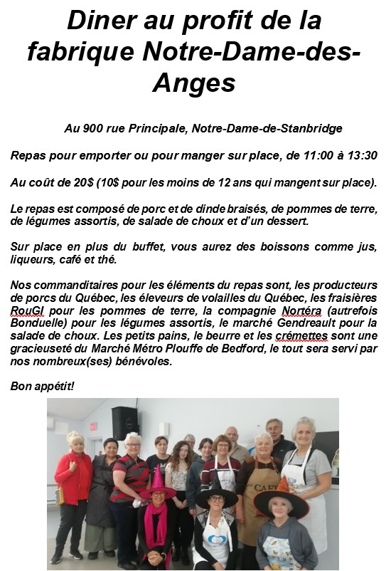 Dîner au profit de la fabrique de Notre-Dame-des-Anges - Municipalité ...