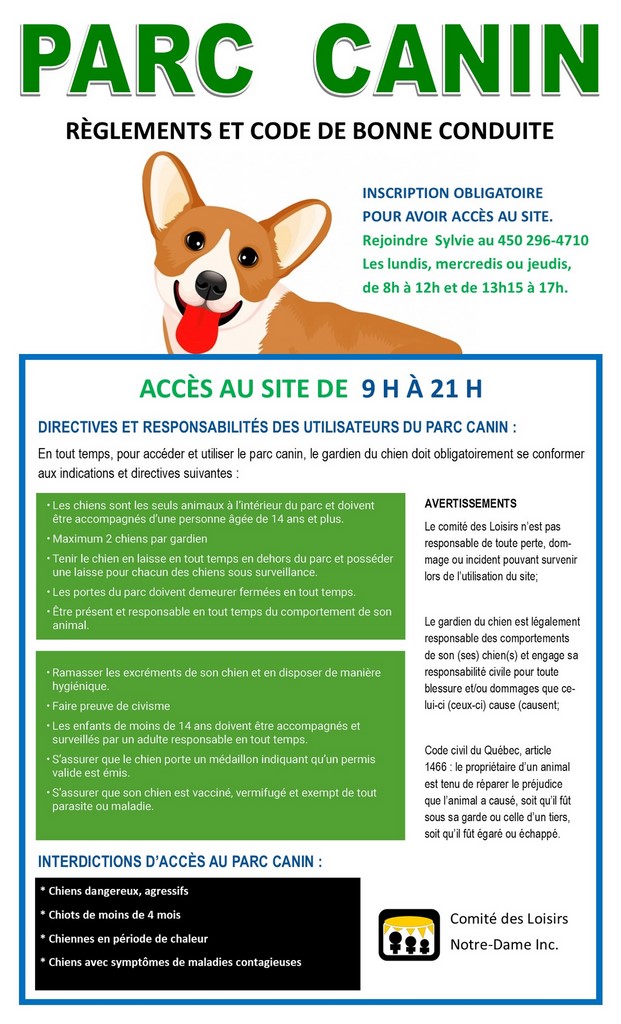 Parc Canin - Municipalité de Notre-Dame-de-Stanbridge