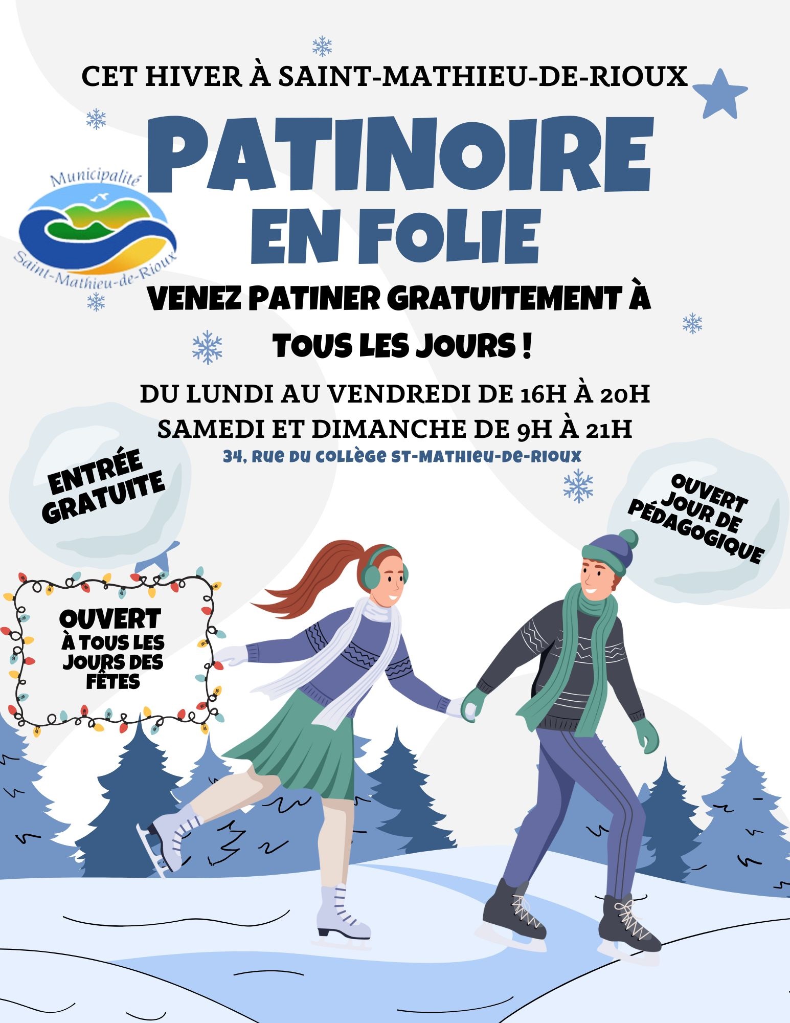 HORAIRE PATINOIRE - Municipalité de Saint-Mathieu-de-Rioux