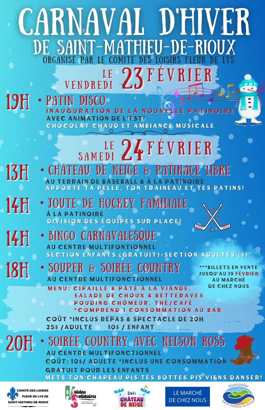 CARNAVAL D'HIVER de Saint-Mathieu-de-Rioux! - Municipalité de Saint ...