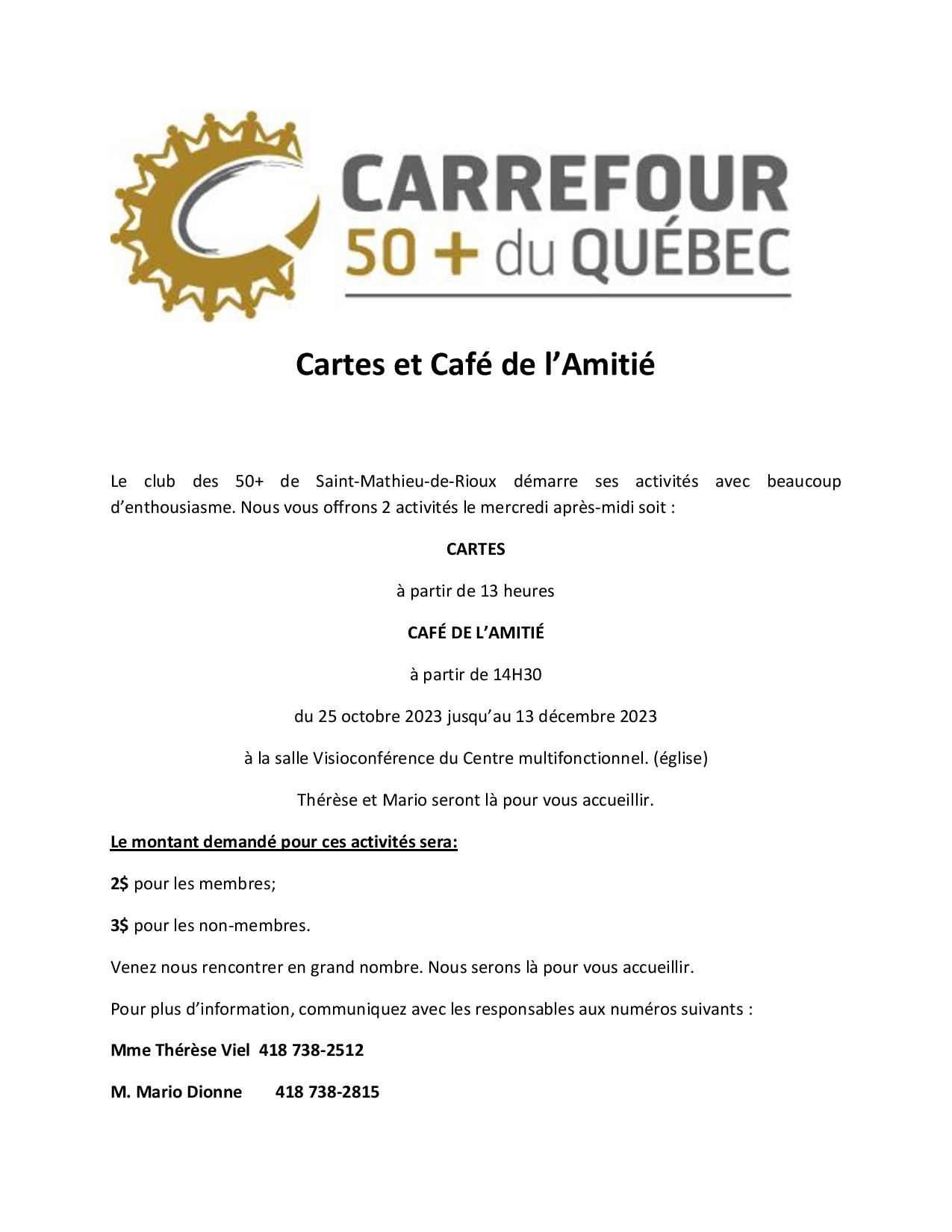 Café de l'Amitié - Municipalité de Saint-Mathieu-de-Rioux